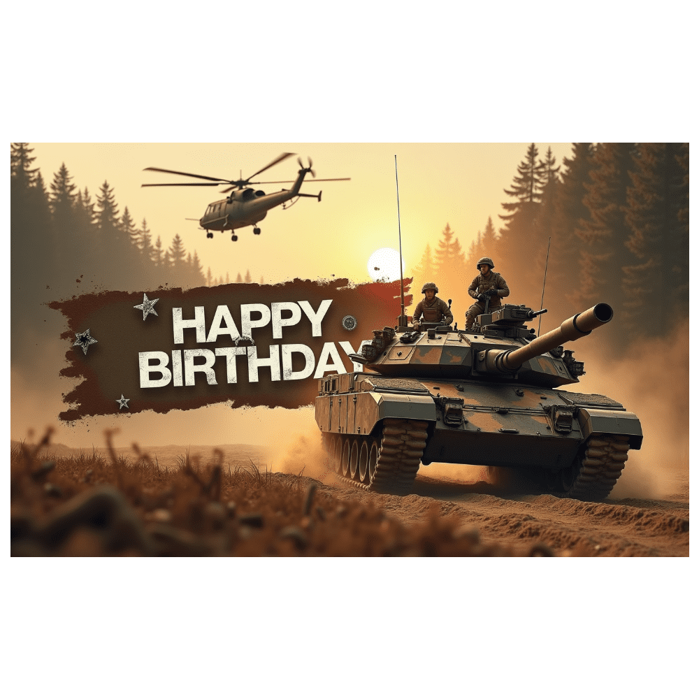 Military Themed Happy Birthday Banner Backdrop Background, Decorations ...