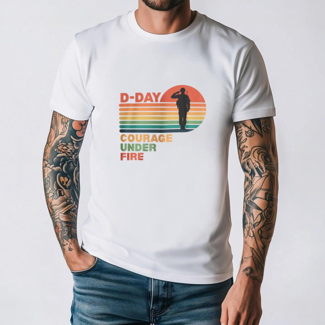 Military Tribute Graphic with Courage Message and Vintage D-Day Theme T ...