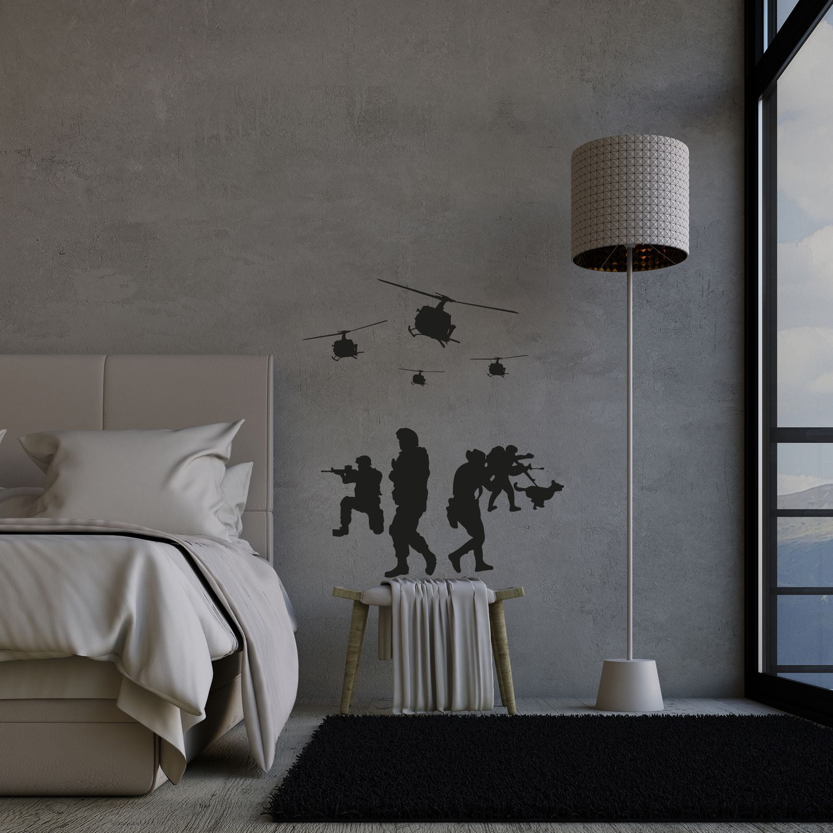 Military Troops Helicopter Swat Team Army Men Soldier Wall Sticker Art ...