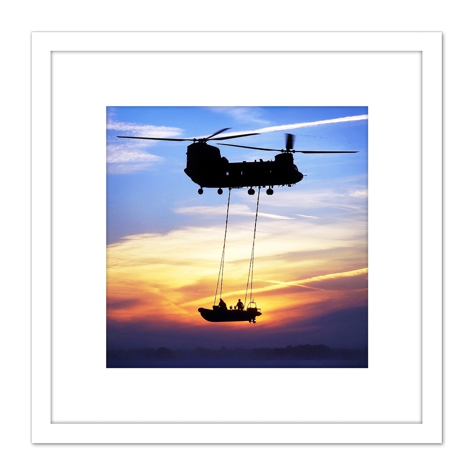 Military UK Chinook Helicopter Royal Marines 8X8 Inch Square Wooden ...