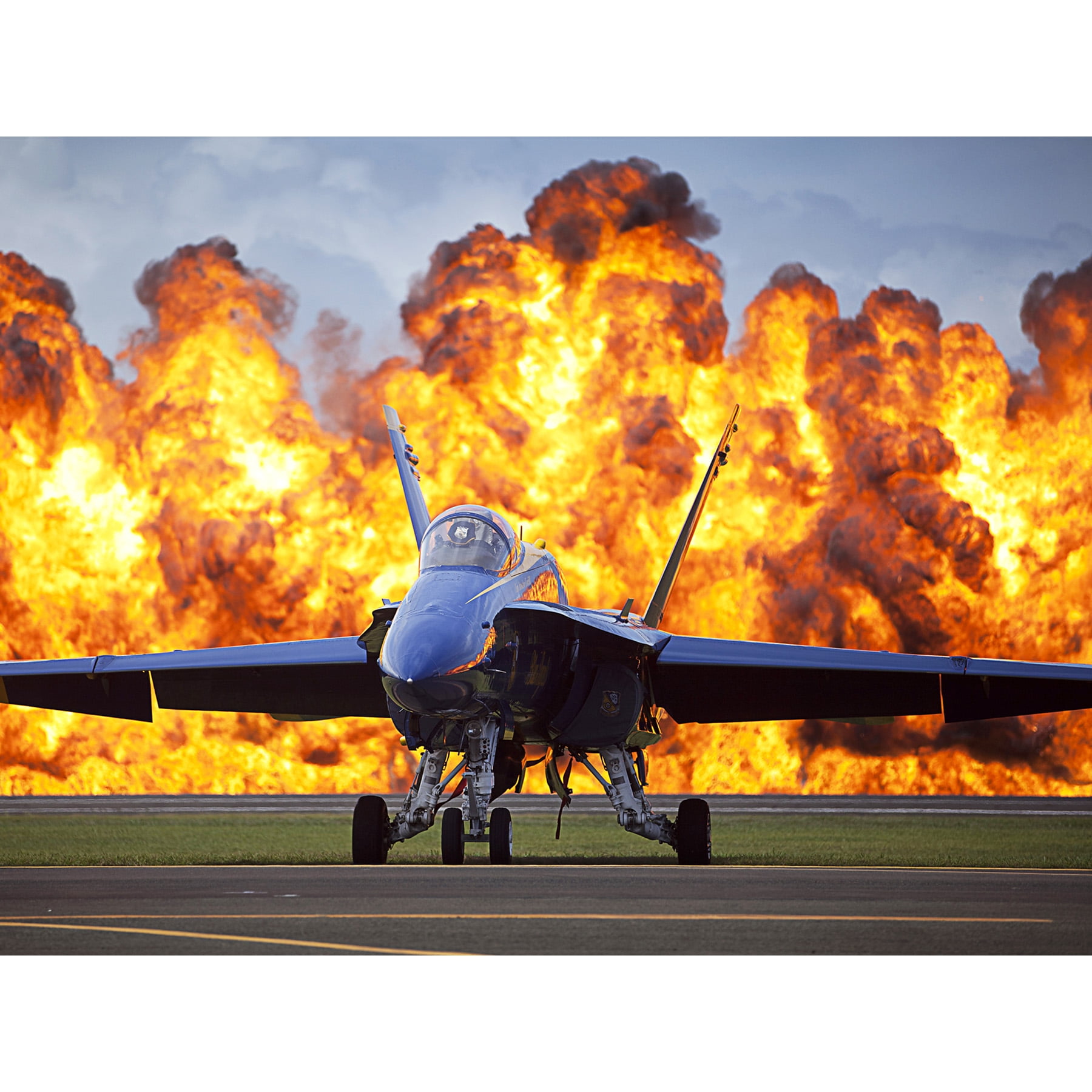 Military USA Navy FA-18 Hornet Jet Fighter Fire Extra Large XL Wall Art ...