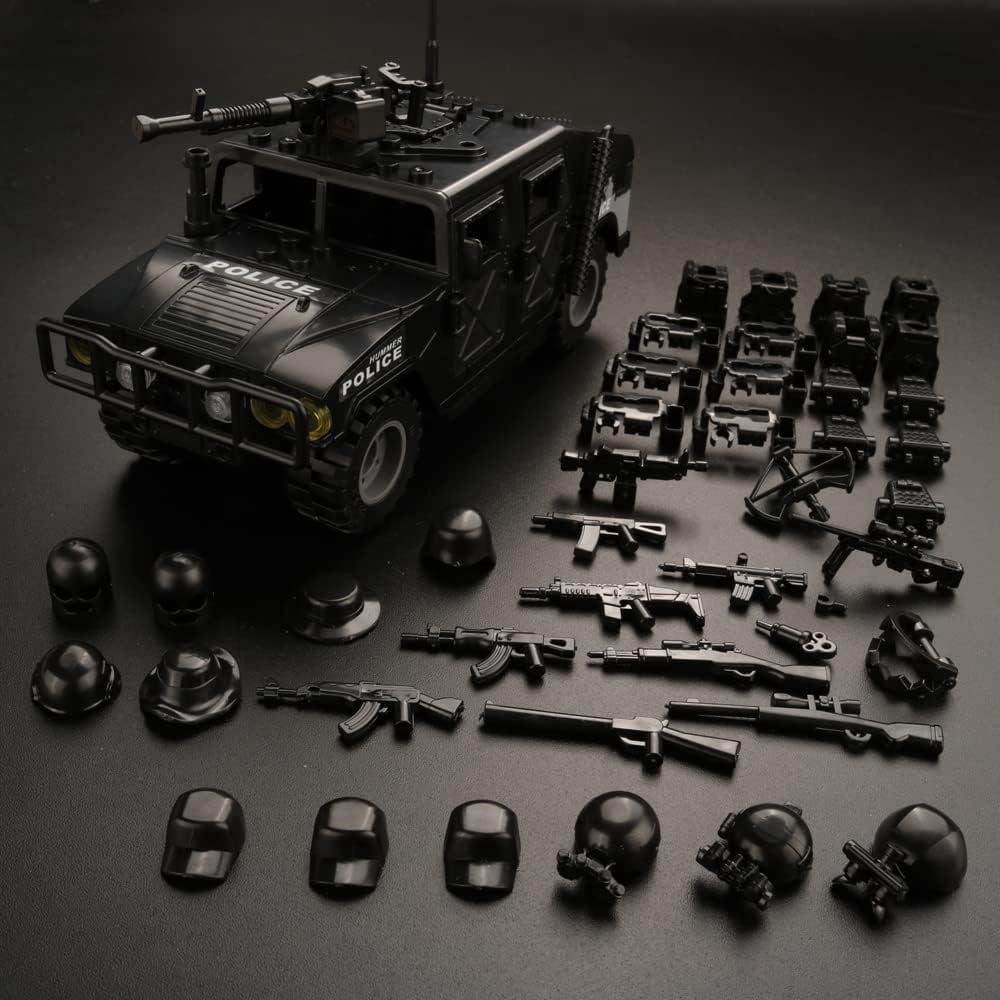 Military Vehicle Building Blocks Set with 6 Mini Soldiers, 4 in 1 Army ...