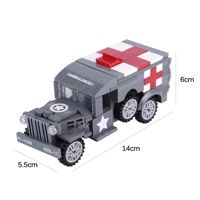 Military Vehicle Building Blocks WW2 Battle Sherman Tank soldiers ...