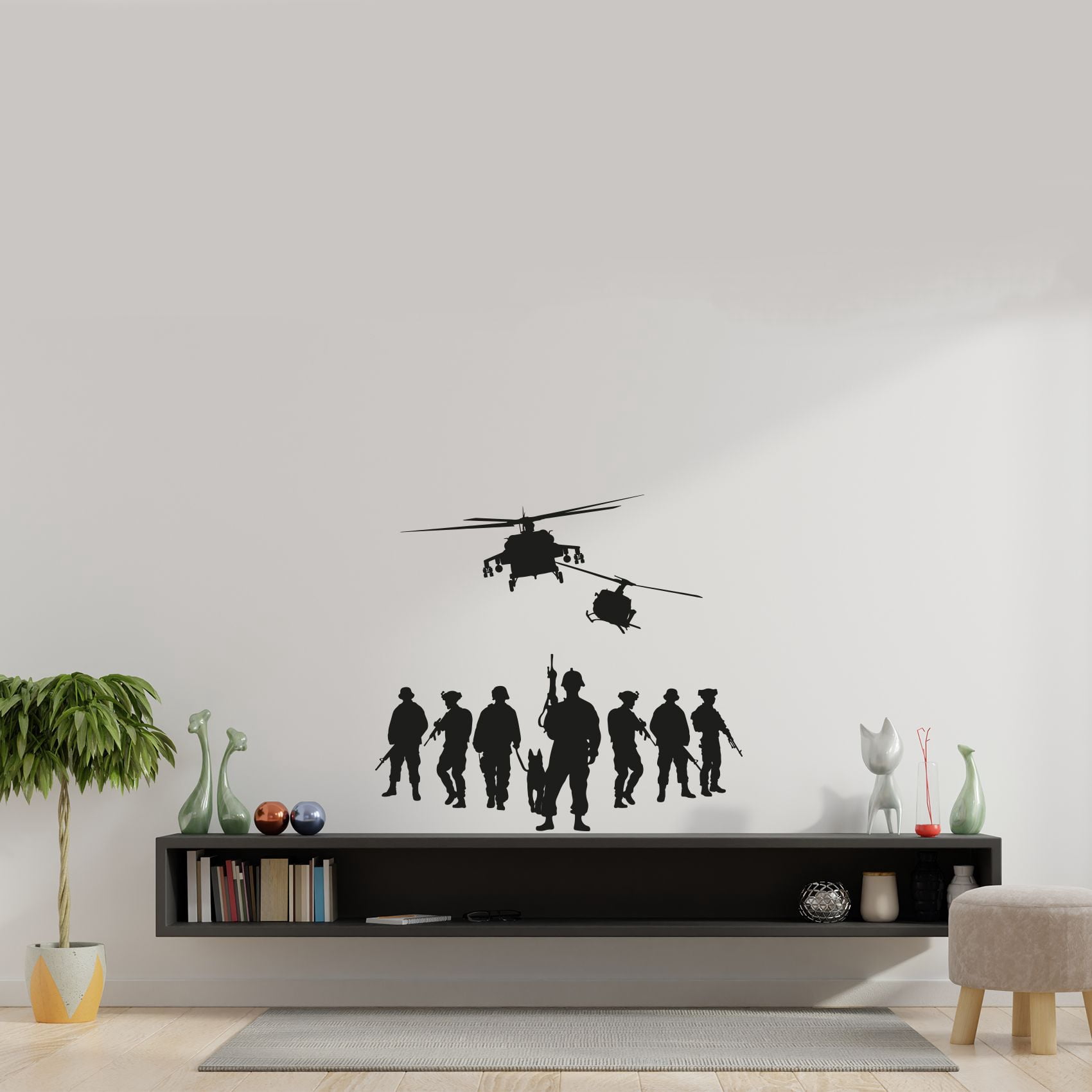 Military Vehicle Chopper Helicopter Swat Army Men Soldier Wall Sticker ...