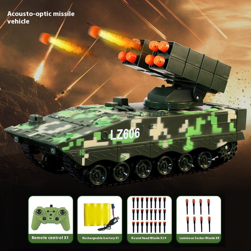 Military War 2.4g Rc Missile Vehicle Battle Tank Remote Control Toy Car With Shoot Bullets Model ...