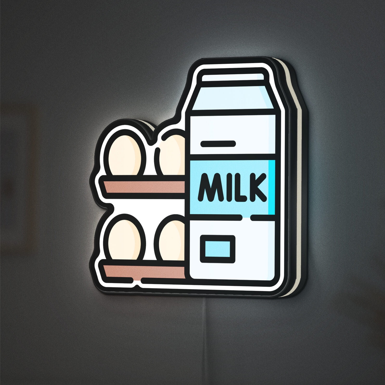 Milk 3D Novelty Light Box, Breakfast Kitchen Decor, Food and Grocery ...