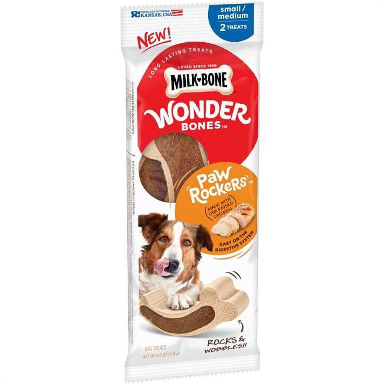 Milk-Bone 6.2 oz Wonder Bones Paw Rockers Chicken Flavored Small to ...