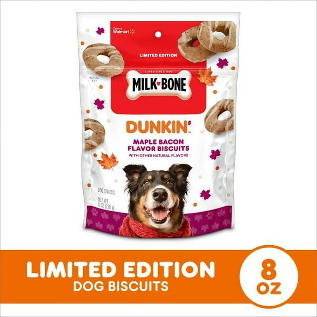 Milk-Bone 8 Ounce Dunkin Donut Maple Bacon Flavor Vanilla Dipped Dog ...