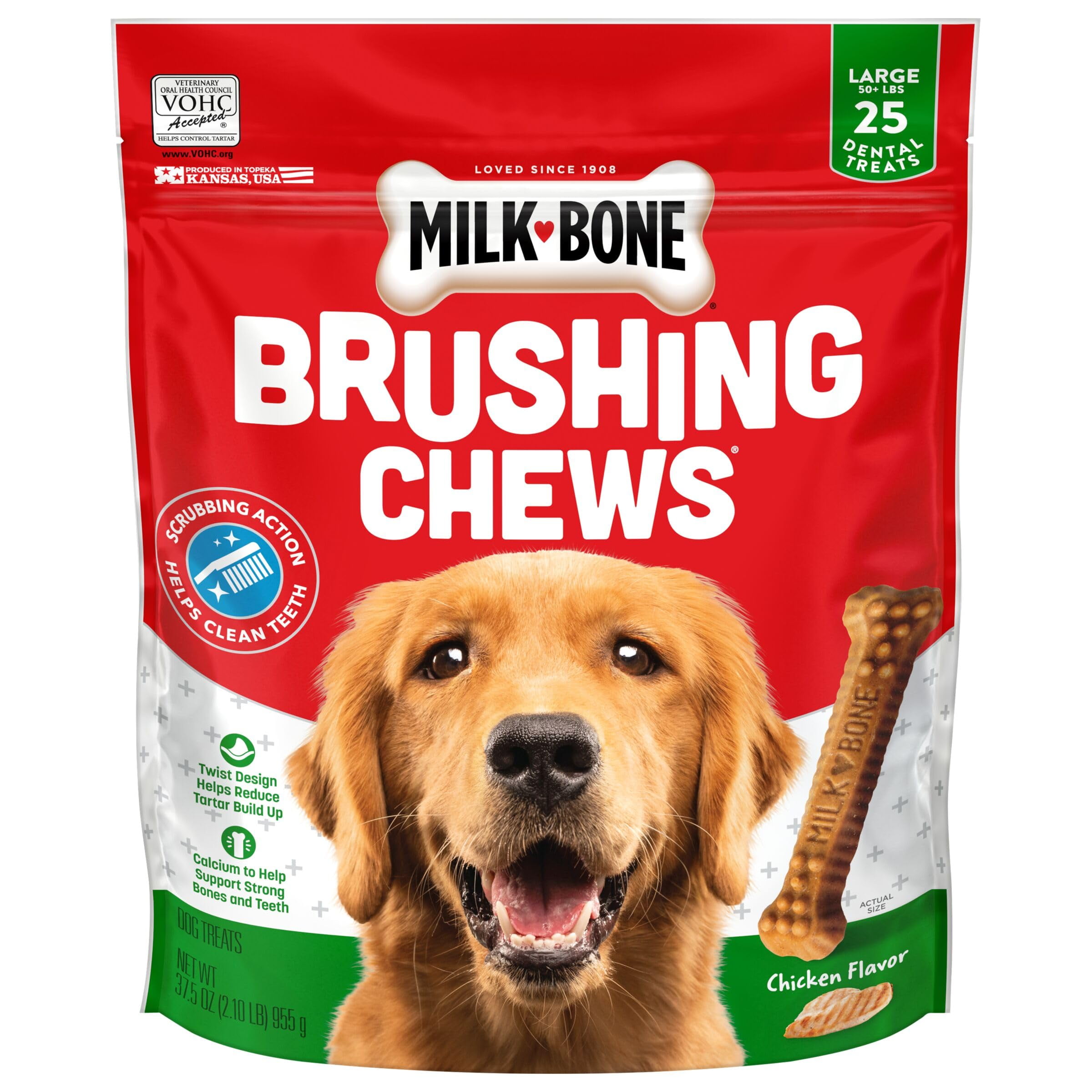 Milk-Bone Brushing Chews Daily OIF8 Dental Dog Treats, Chicken Flavor ...