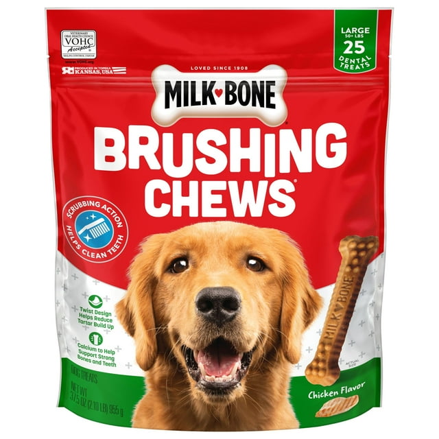 Milk-Bone Brushing Chews Daily OIF8 Dental Dog Treats, Chicken Flavor ...