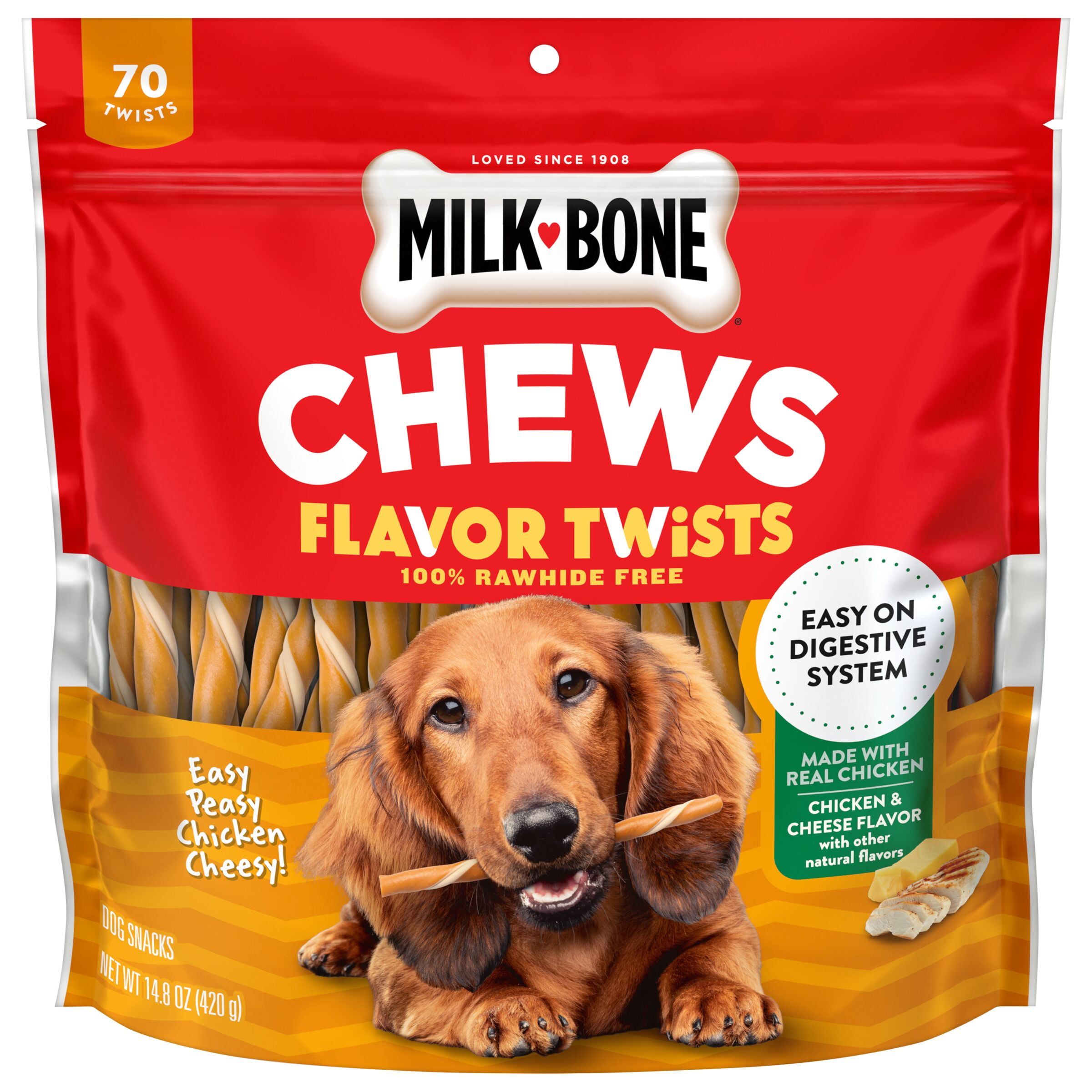 Milk-Bone Flavor Twists Chicken & Cheese Dog Chews, Rawhide Free, Bag ...