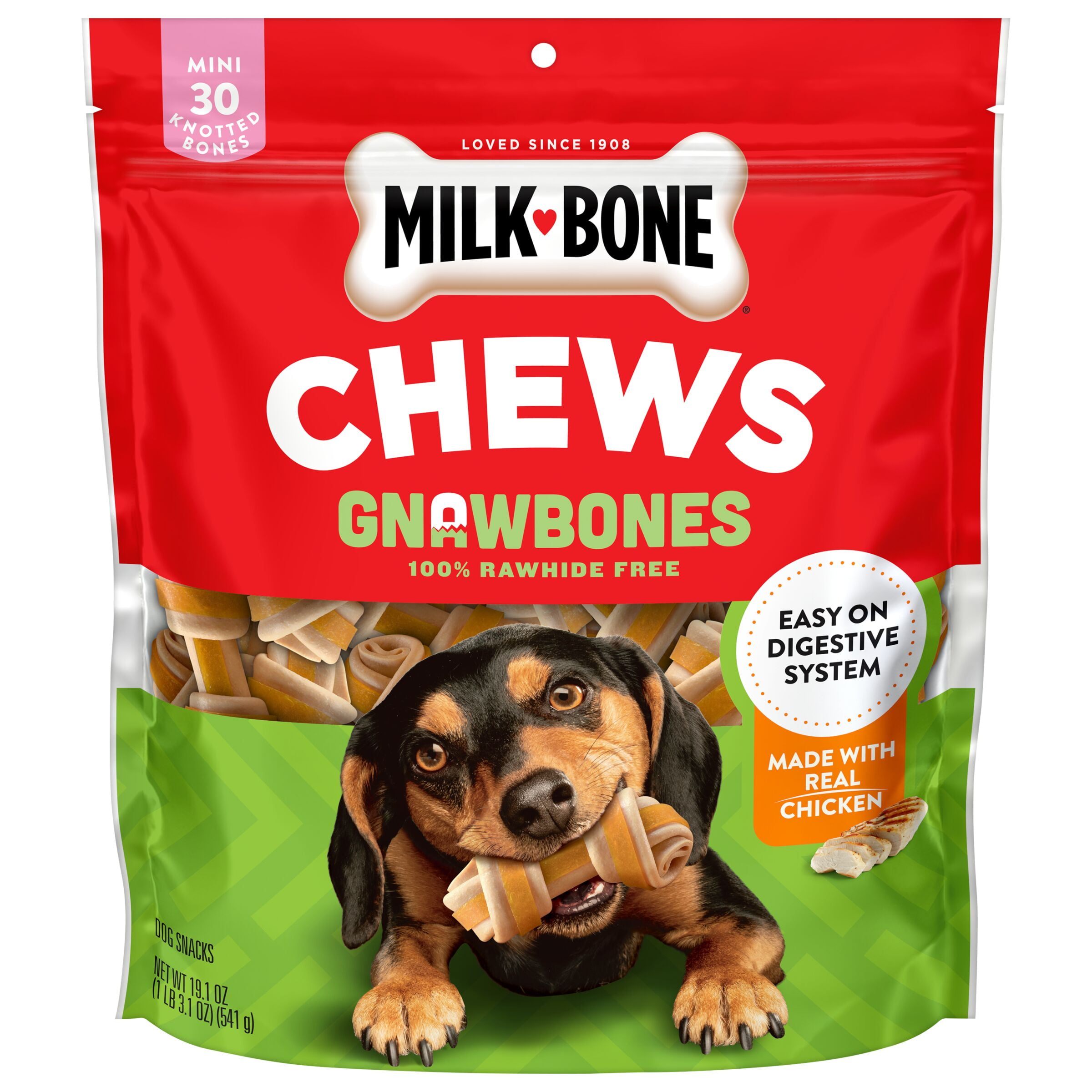 Milk-Bone GnawBones Rawhide Free Dog Chews with Real Chicken, Long ...