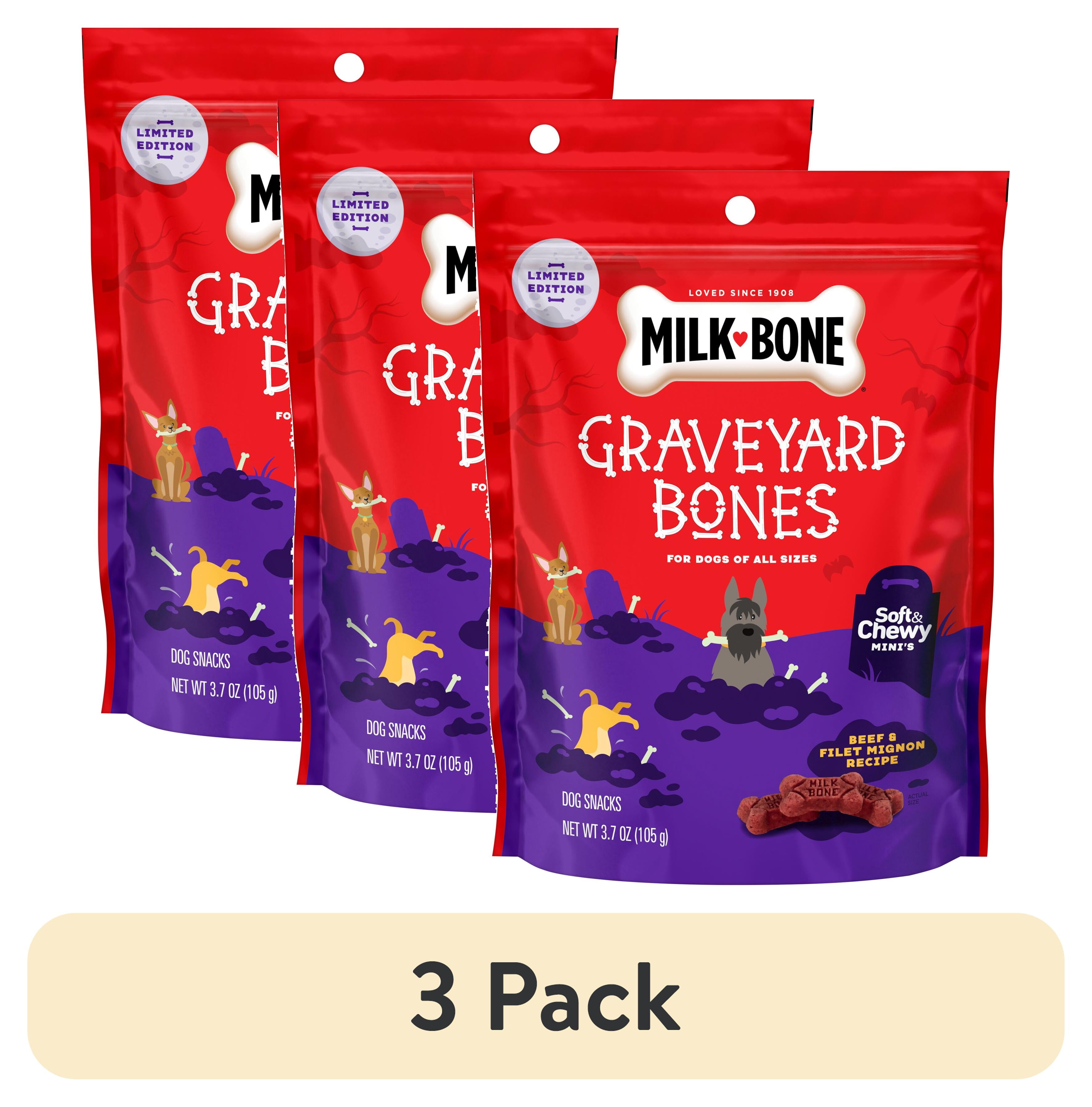 (3 pack) Milk-Bone 3.7 Ounce Soft & Chewy Beef Minis Graveyard Bones Dog Treat - Walmart.com
