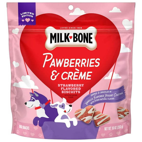 Milk Bone Pawberries & Crme Strawberry Flavored Dog Biscuits, 10 oz Bag