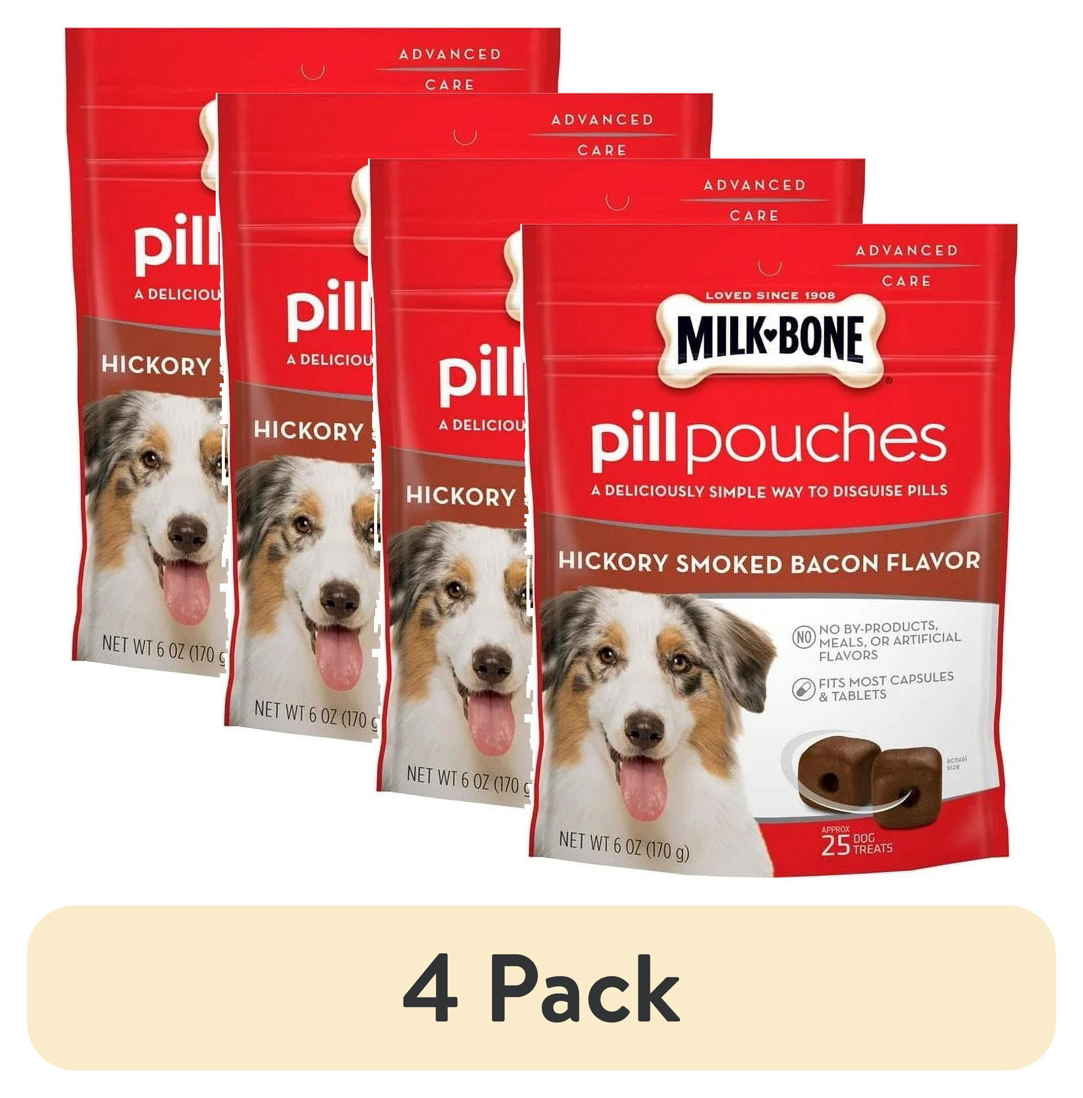 (4 pack) Milk Bone Pill Pouch Smoked Bacon Flavor Dog Treats, 6 oz ...