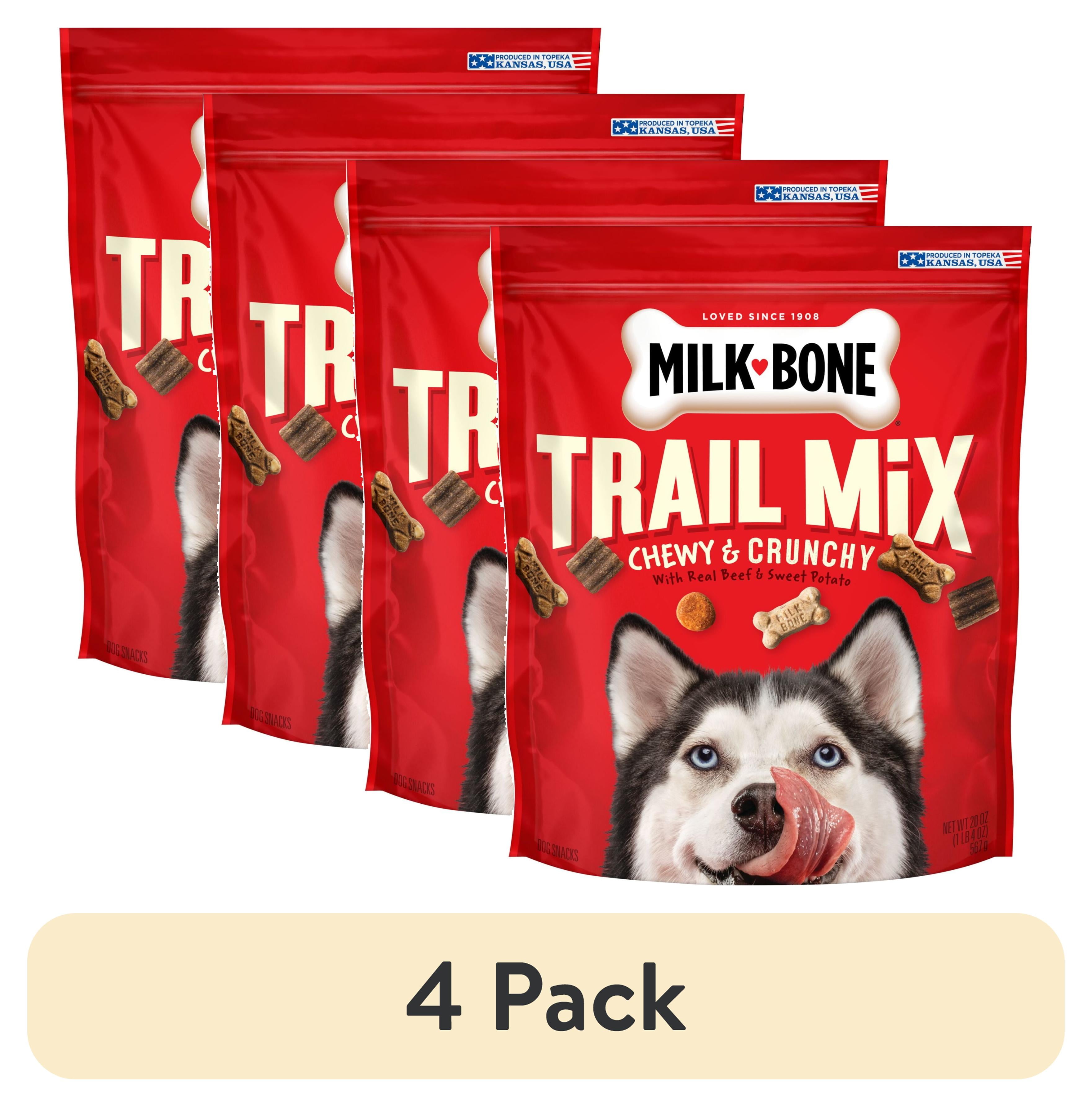 (4 pack) Milk Bone Trail Mix With Real Beef & Sweet Potato, Crunchy ...