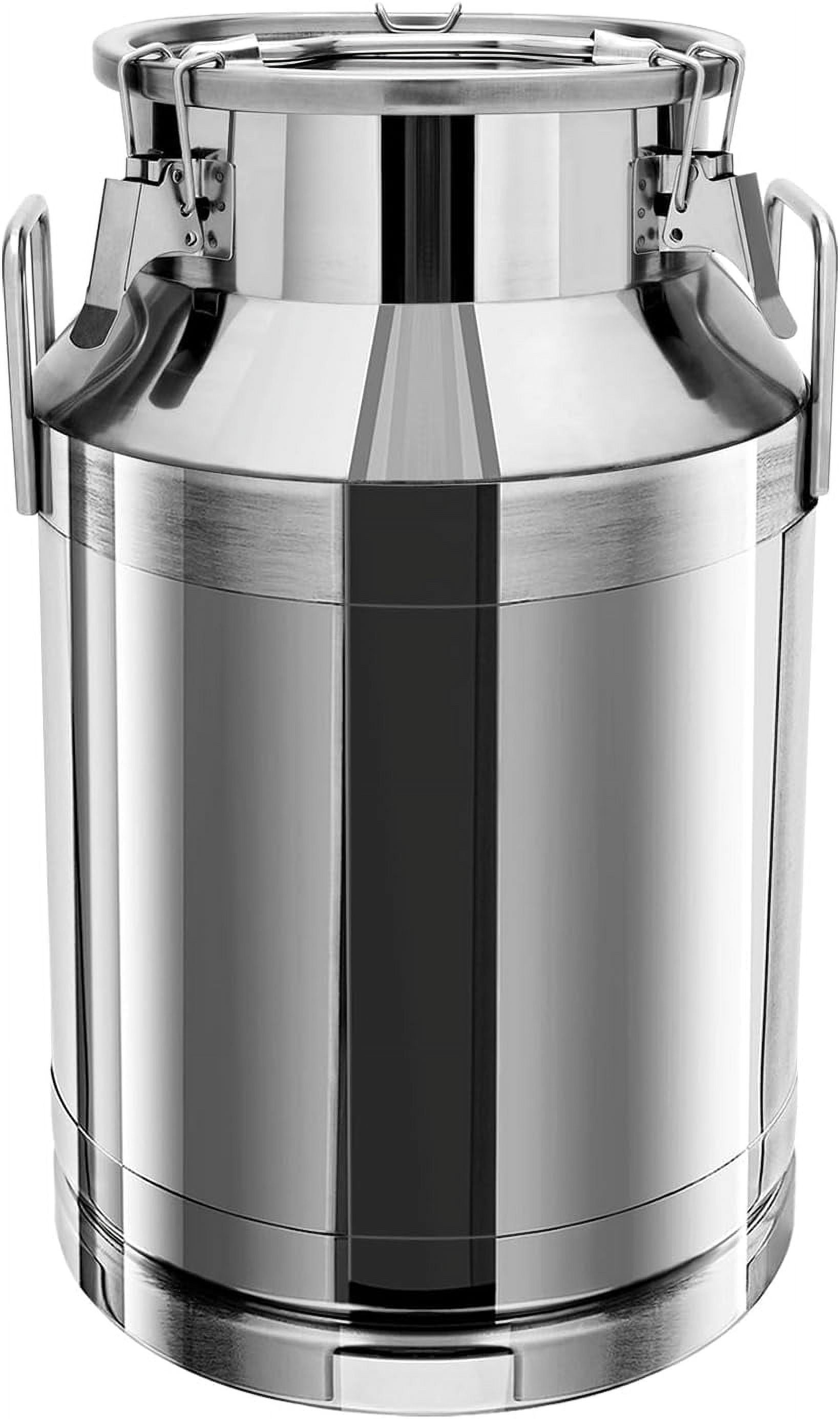 Milk Can, 40L/10.56 Gallon Stainless Steel Milk Bucket with Lid, Universal Airtight Metal Milk ...