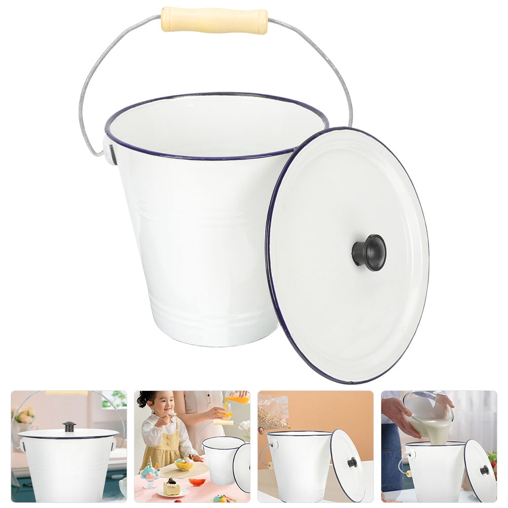 PartyKindom Large Enamel Bucket Enamel Storage Commercial Use Kitchen ...