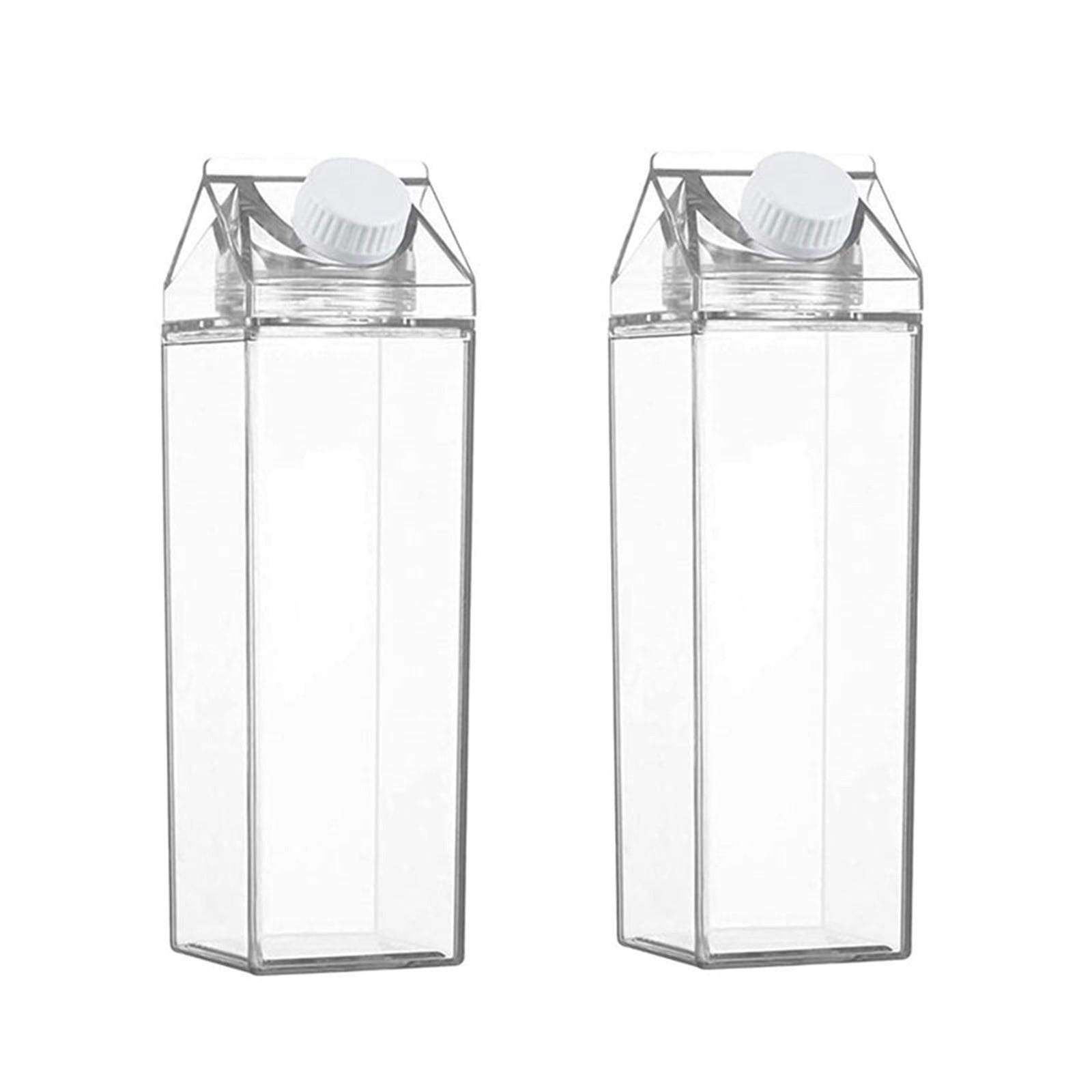 Milk Carton Water Bottle Transparent Milk Bottle Portable Plastic ...