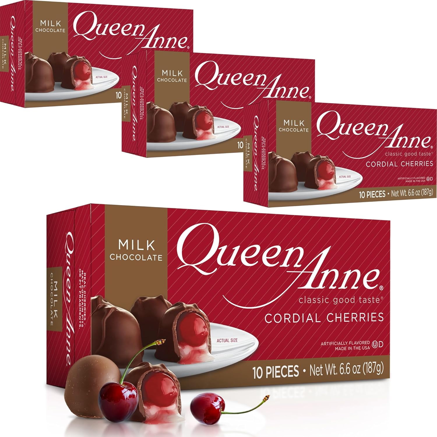 Milk Chocolate Covered Cordial Cherries | 6.6 oz (Pack of 4) | 10 Piece ...