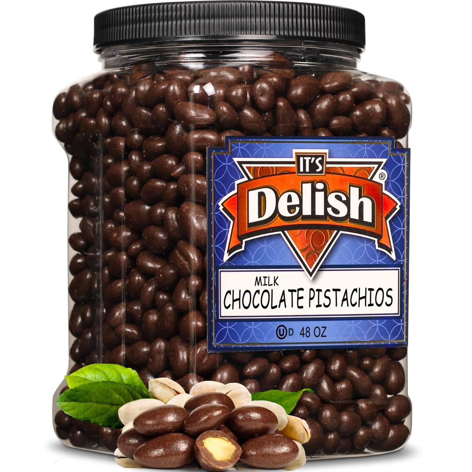 Milk Chocolate Covered Pistachios by It's Delish, 48 OZ Jumbo Container ...