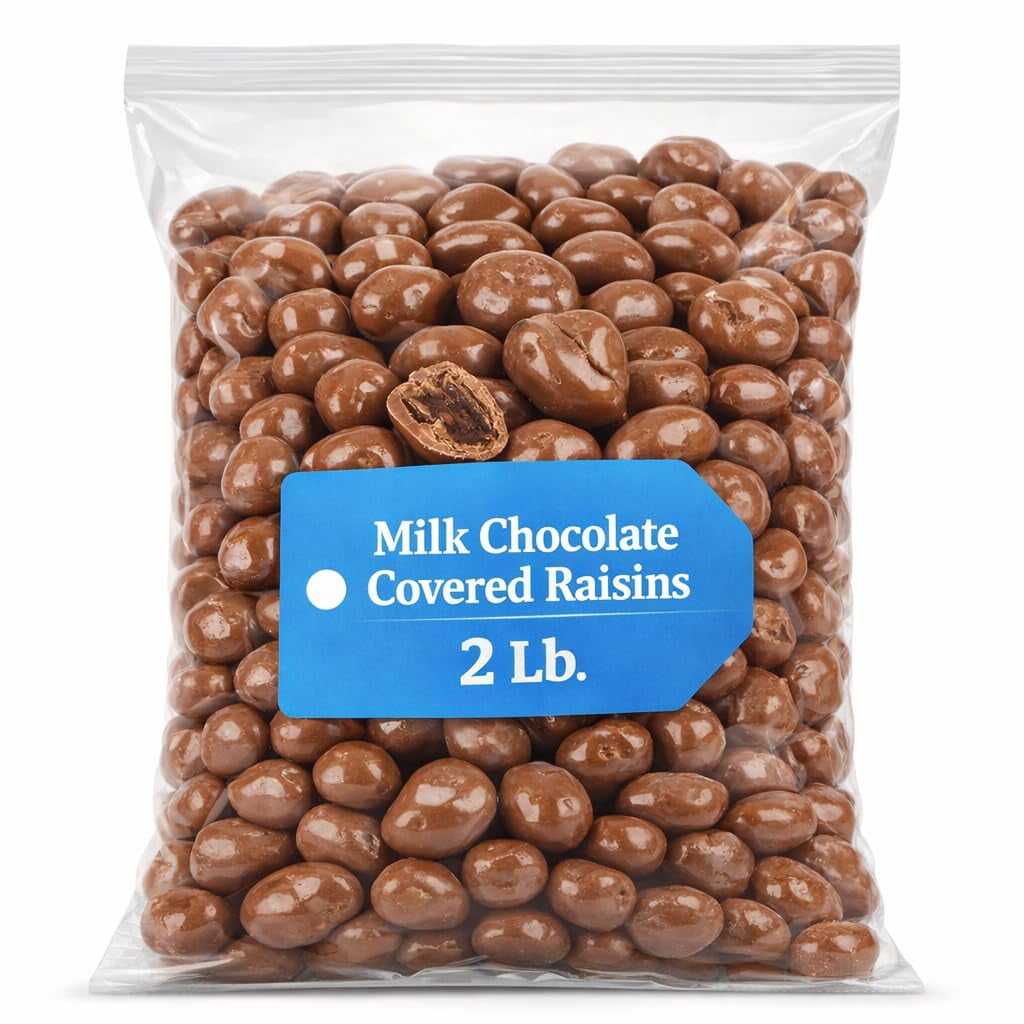 Milk Chocolate Covered Raisins – 2 lb Bag, Sweet & Chewy Chocolate ...