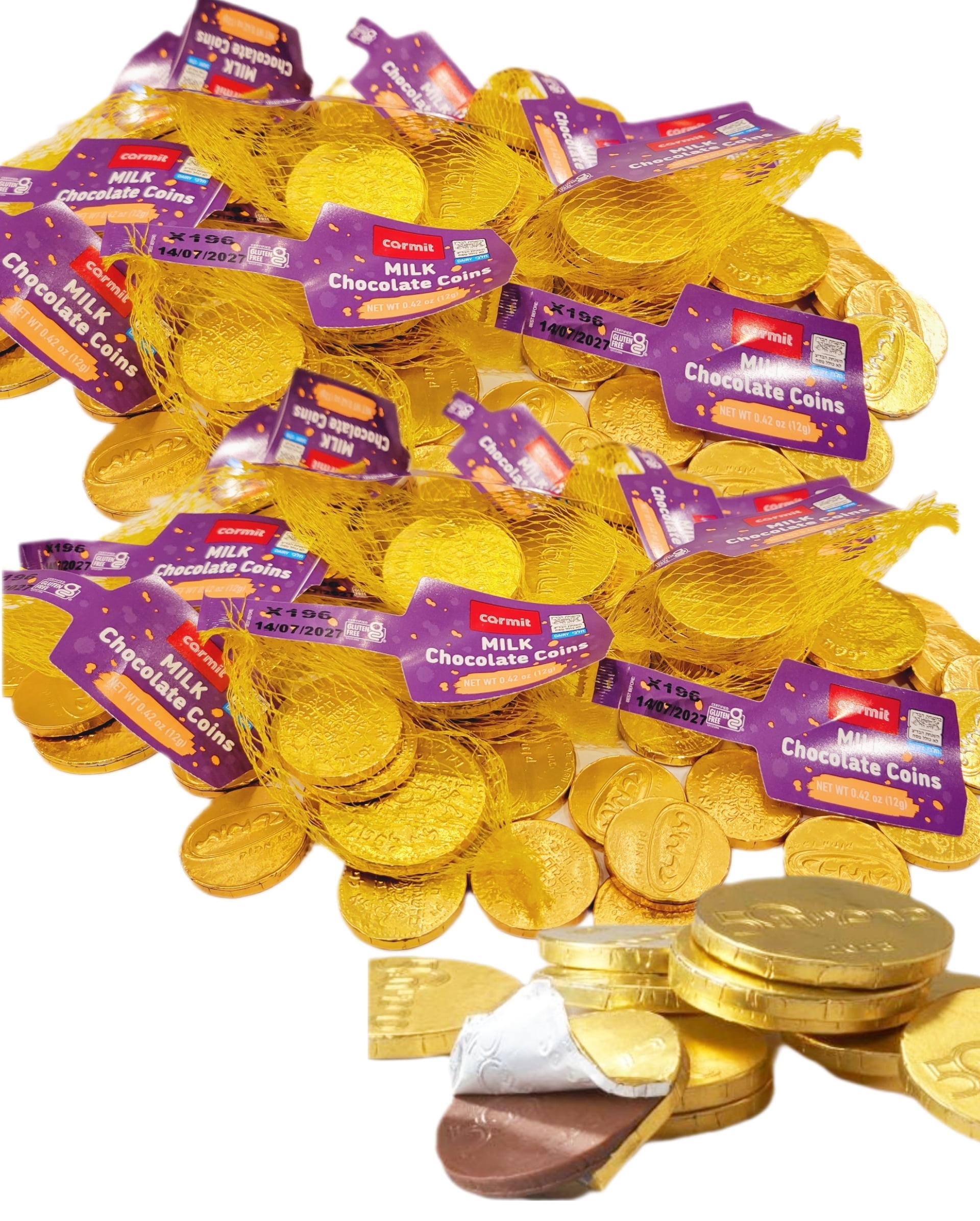 Bulk Kosher Milk Chocolate Hanukkah Gelt, Golden Coins Candy Gifts, 12 ...
