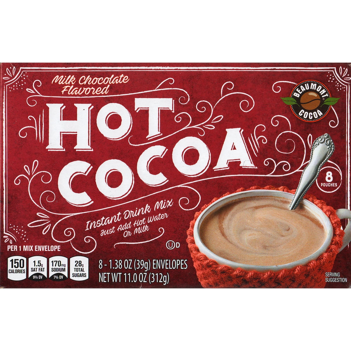 Milk Chocolate Hot Cocoa Instant Drink Mix : Box of 8 Single Serve ...