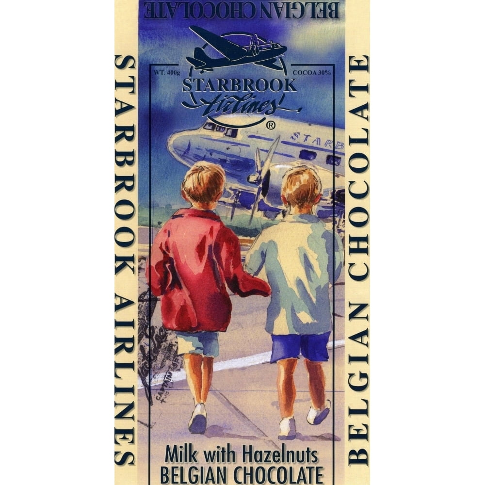 Milk Chocolate with Hazelnuts Bar wrapper with Airline Theme Poster ...