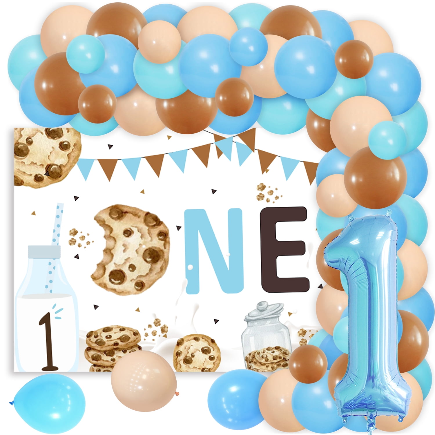 Milk and Cookies Theme First Birthday Party Decorations for Kids - Blue ...
