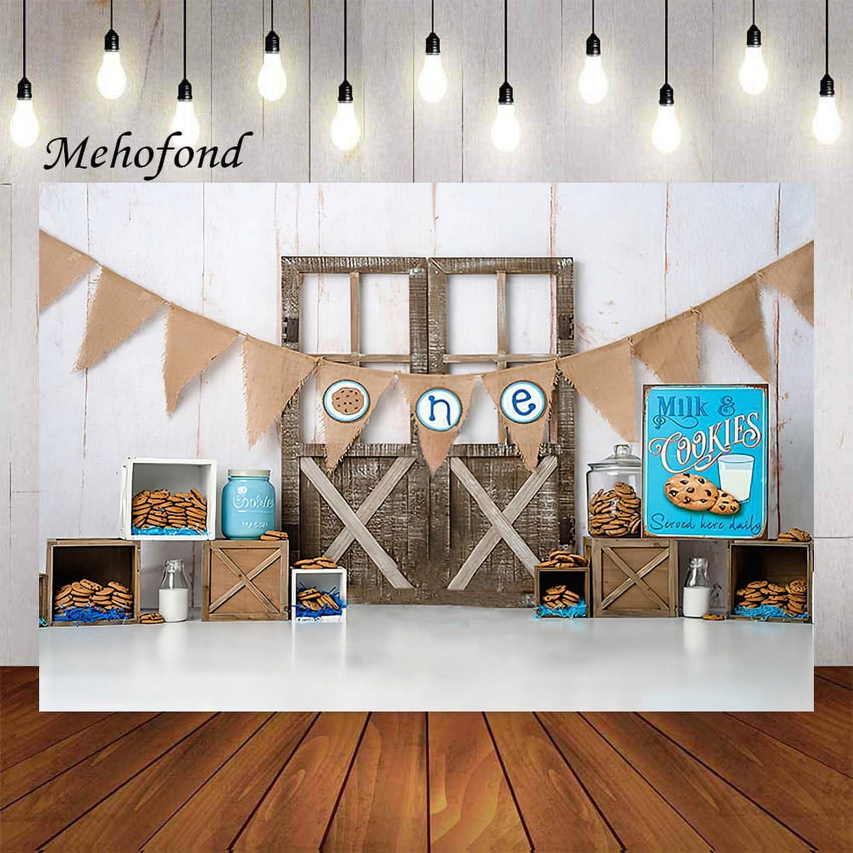 Milk Cookies Wooden Door Boy Children 1st Birthday Party Cake Smash r ...