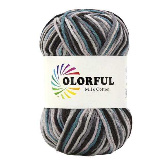 Milk Cotton Yarn 5-Ply Gradient Variegated Crochet Thread Colorful Soft ...
