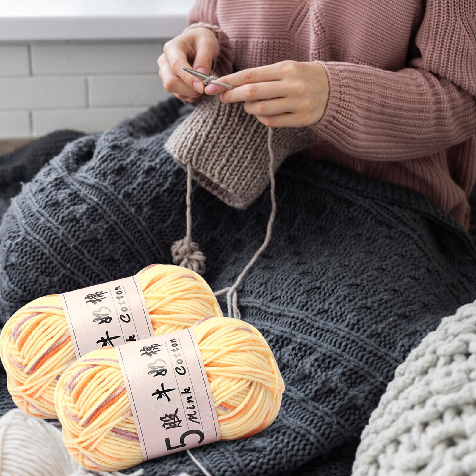 Milk Cotton Yarn for DIY Knitting, Gradient Hand-Weaving Wool,Safe Doll ...