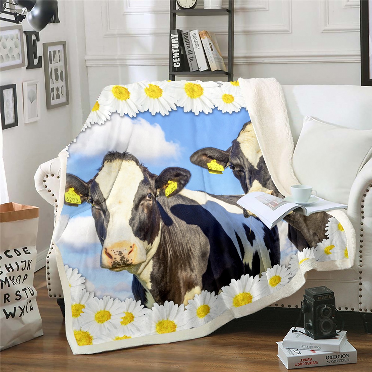 Milk Cow Blanket Daisy Flowers 40"x50" Throw Blanket Cowboys Gifts for ...