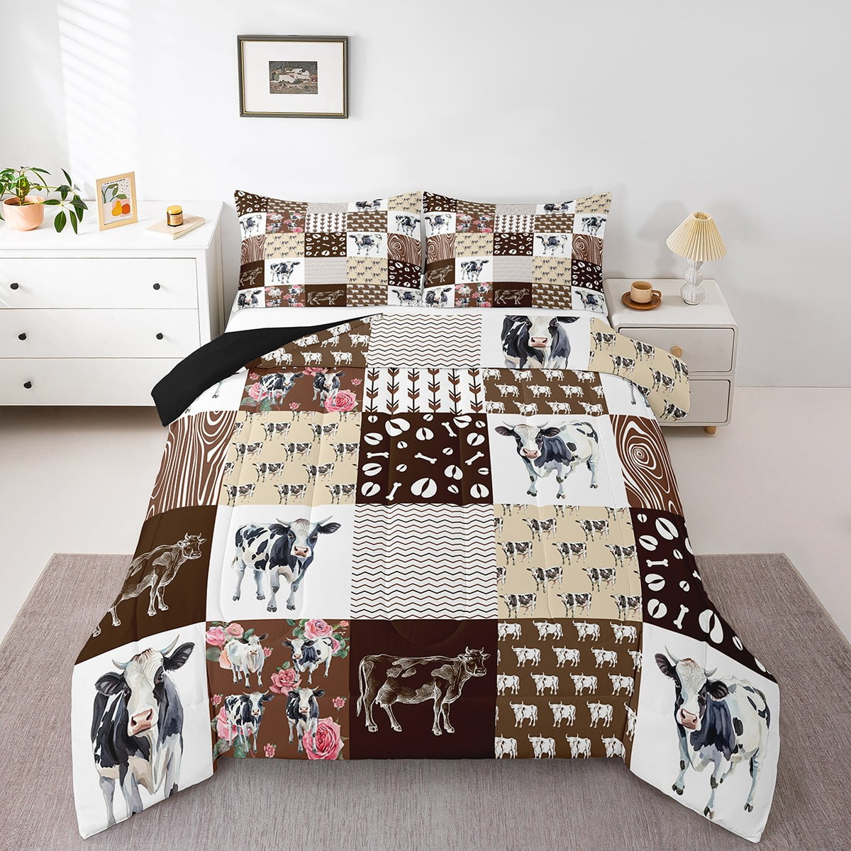 Milk Cow Comforter Set Western Animals Bed Set,Cowgirl Farm Bull Cattle ...