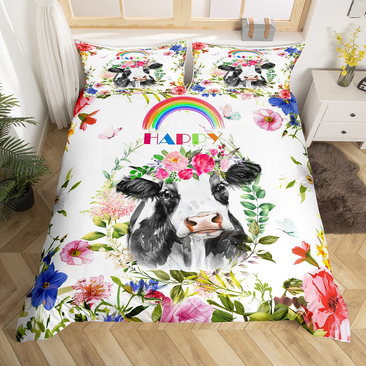 Milk Cow Duvet Cover Western Bedding Set,Cattle Cow Rustic Farm Animal ...