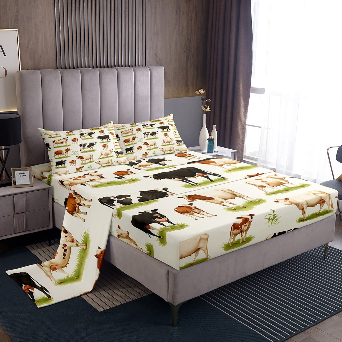 Milk Cow Full Bedding Set Room Decor,Farm Animal Sheet Set Rustic ...