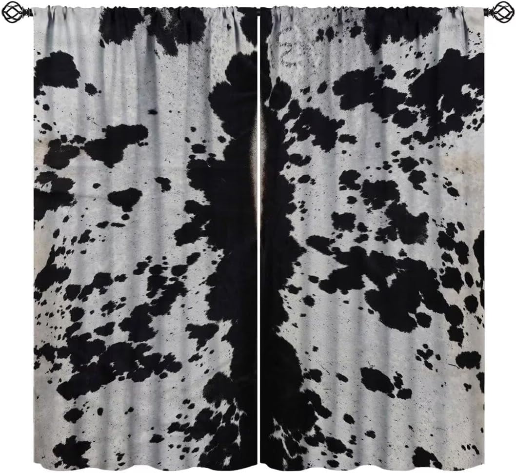 Milk Cow Fur Curtains, Farmhouse Cowhide Curtain Rustic Western Cattle ...