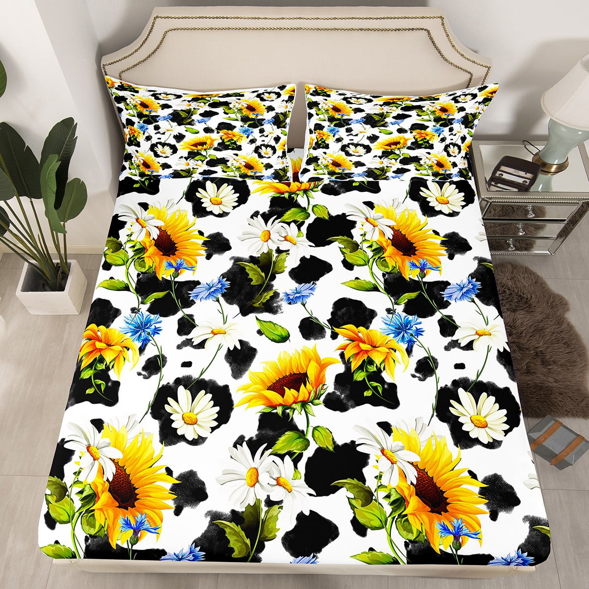Milk Cow Print Fitted Sheet Full,Wild Farmhouse Animal Sheets Western ...