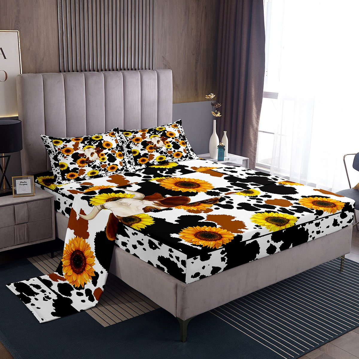 Milk Cow Print Sheet Set Cowboys Gifts,Wild Cattle Spots Cowhide Sheets ...