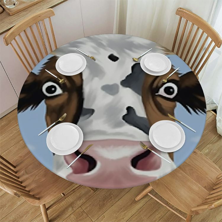 Milk Cow Round Tablecloth with Fitted Tablecloth - Walmart.com
