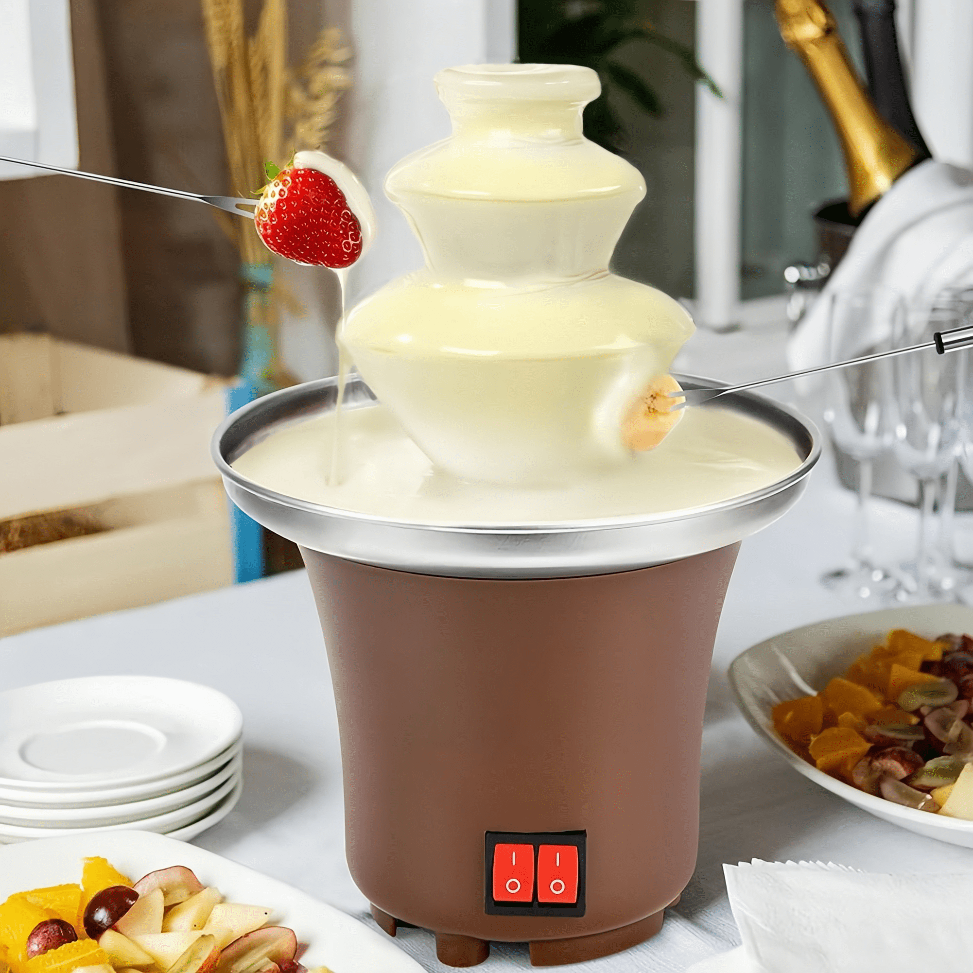 Sanxinyuan Electric Milk Fountain Machine, Cheese Fondue, Mini ...