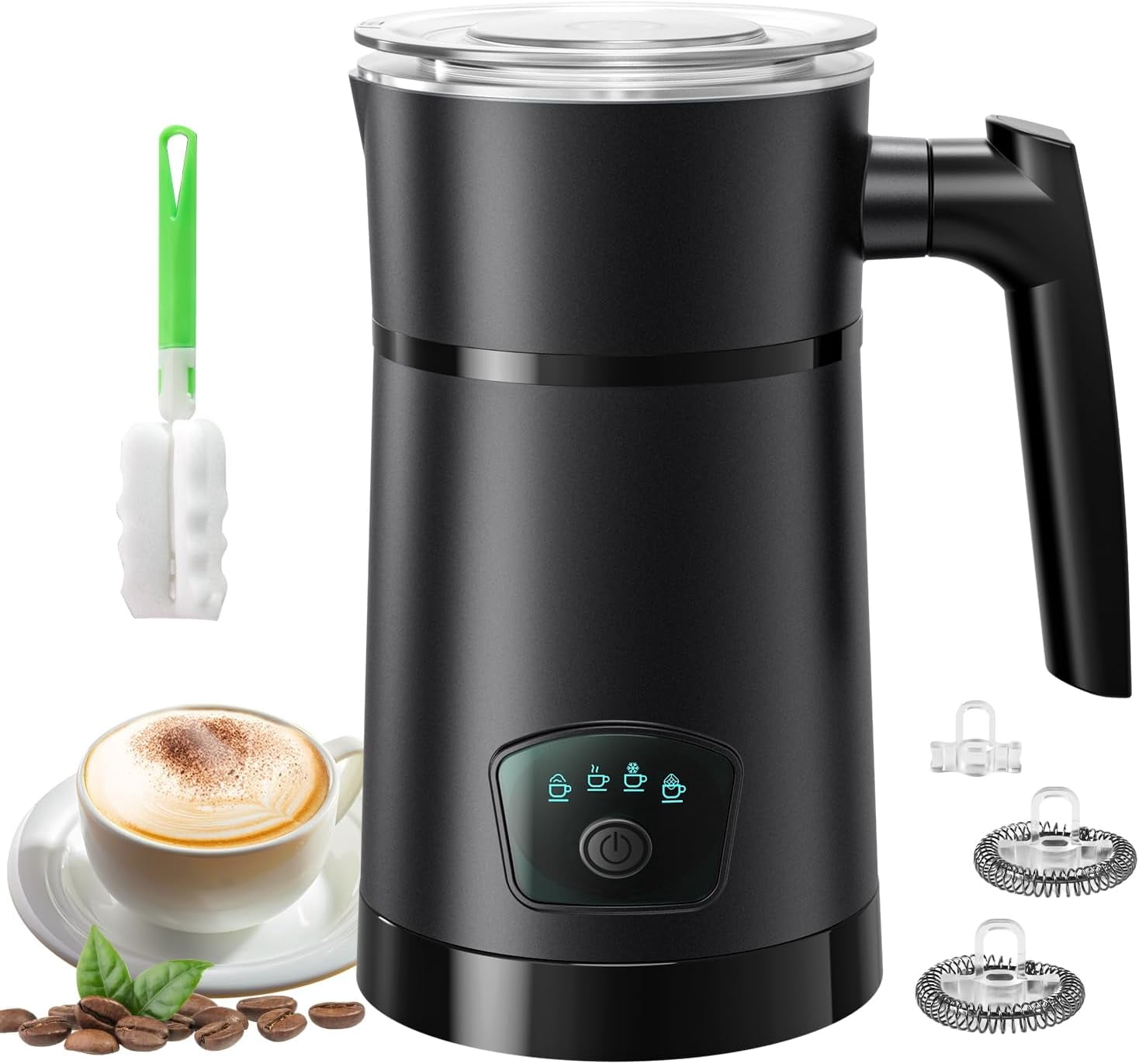 Milk Frother, 4 in 1 Electric Steamer, Hot and Cold Foam Maker, min ...