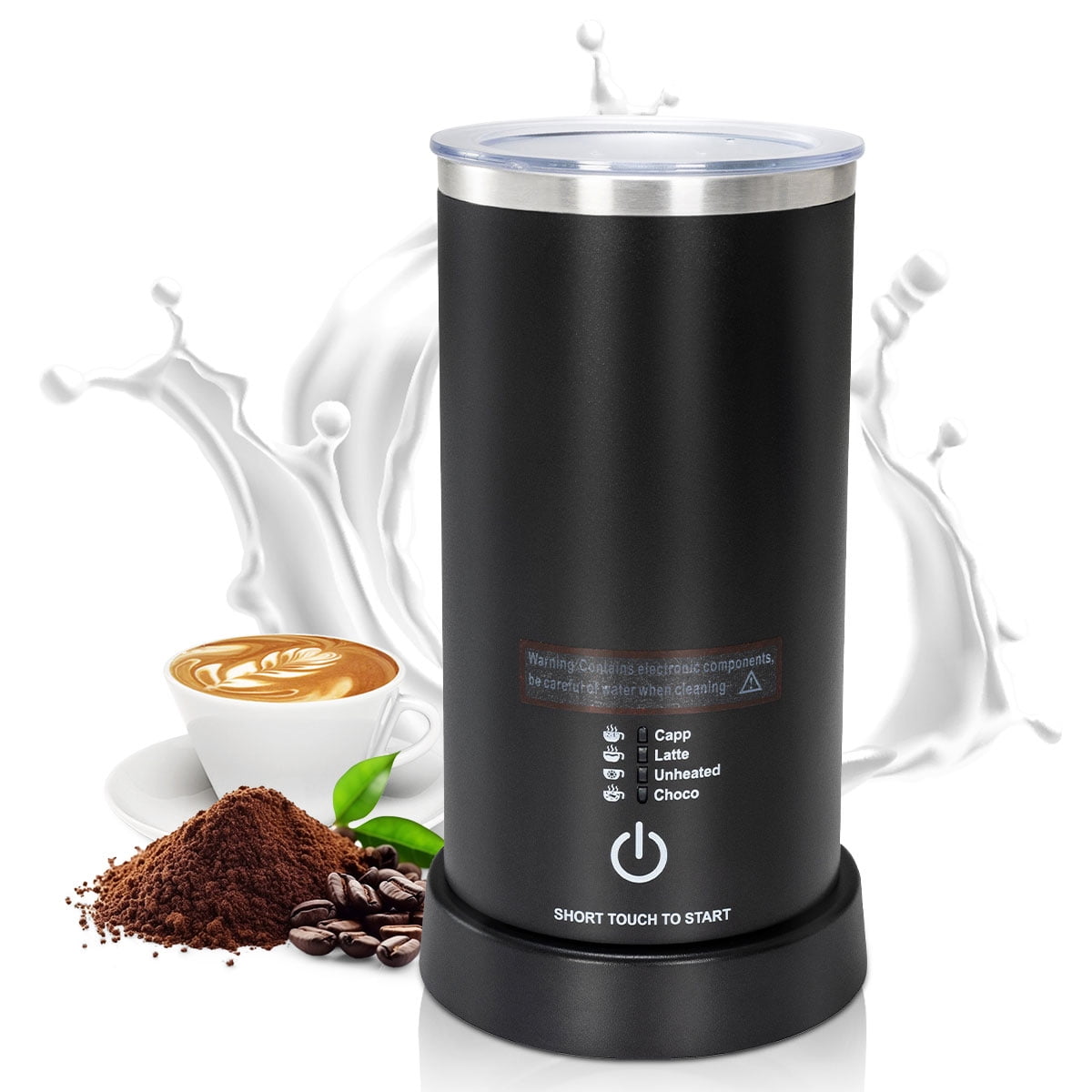 4-in-1 Electric Milk Frother and Warmer, Stainless Steel Foam Maker for ...