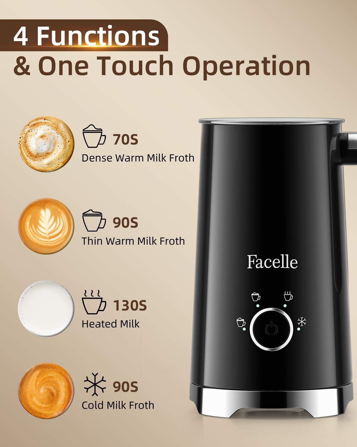 Milk Frother, 4-in-1 Electric Milk Steamer and Frother, 10oz/300ml ...