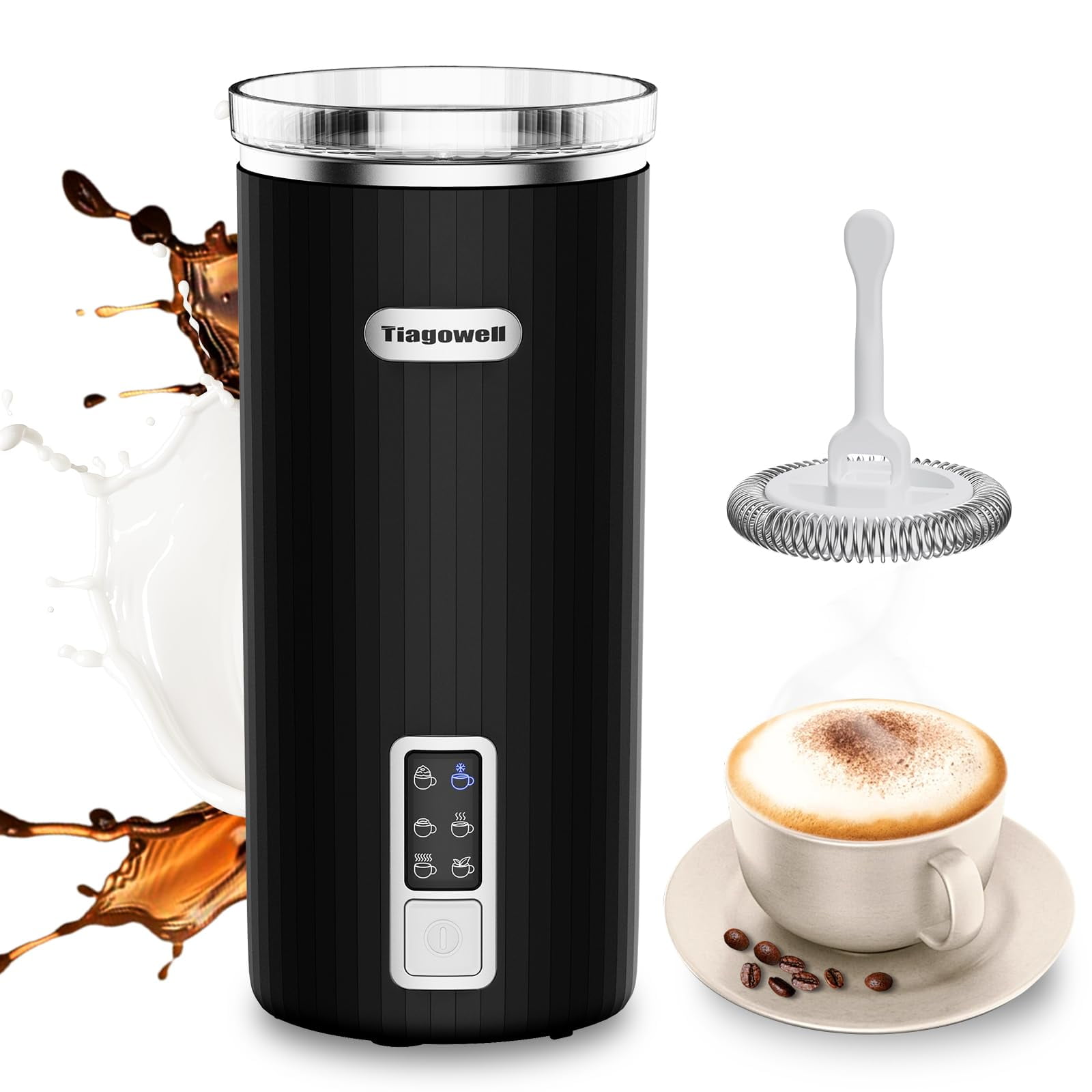 Milk Frother, 6-in-1 Electric Milk Frother and Steamer, 8.5oz/250ml Hot ...