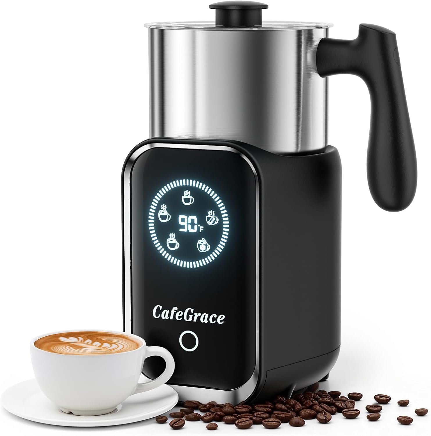 Milk Frother Automatic, Electric and Steamer Removable Dishwasher Safe ...