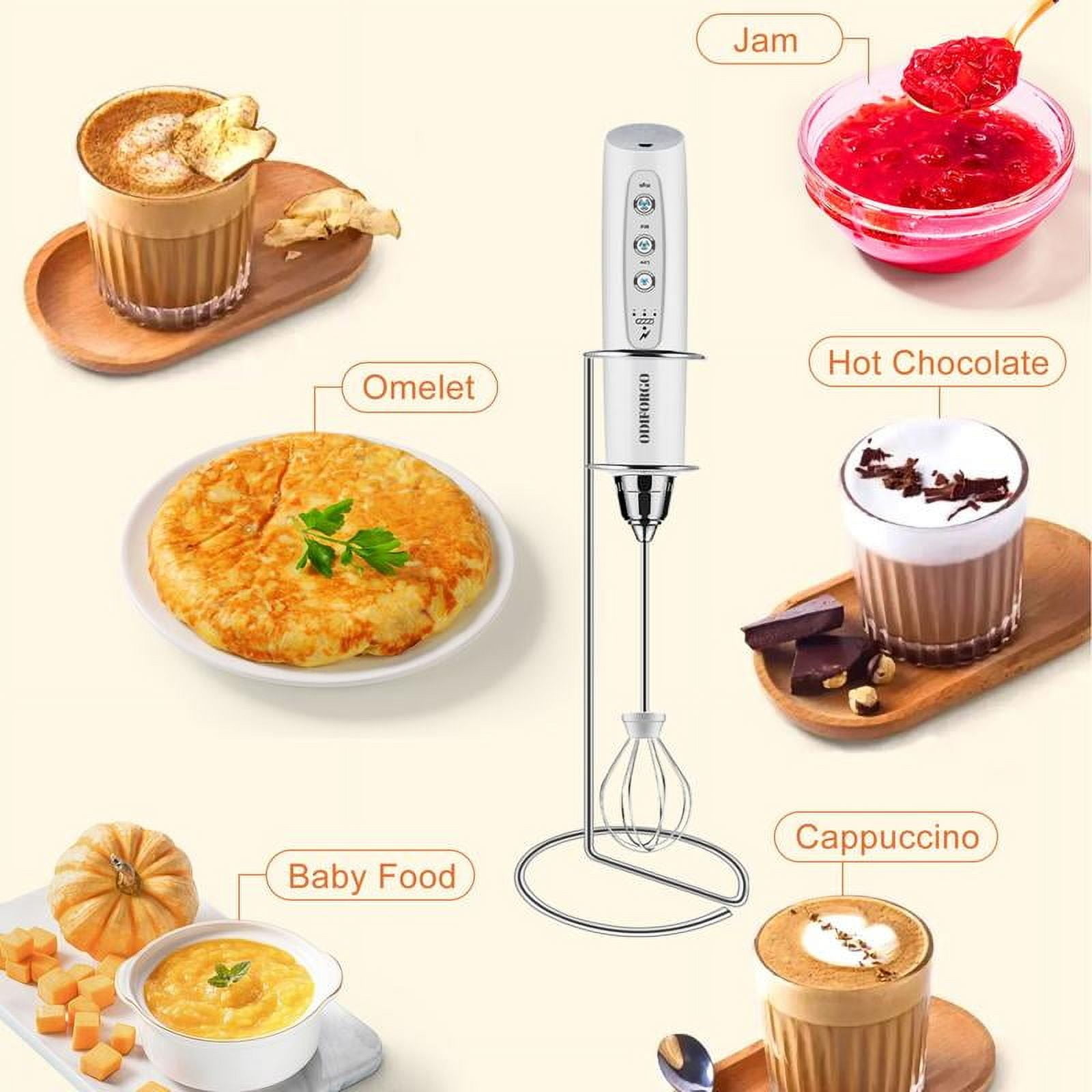 Milk Frother Handheld with 3 Heads, mix Fruit juice powder，Prebiotic ...
