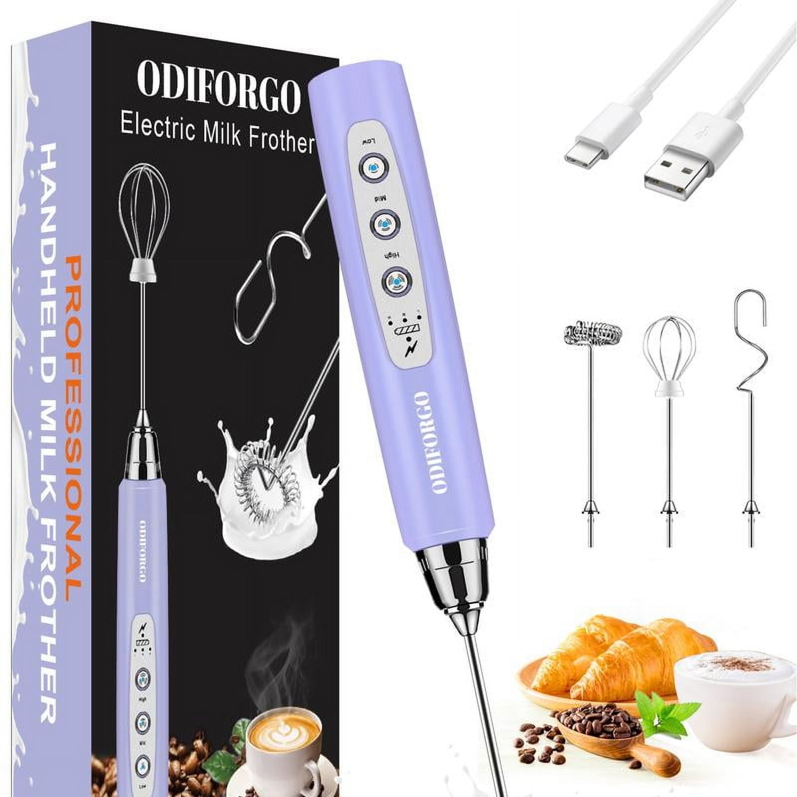 Milk Frother Handheld with 3 Heads, mix Fruit juice powder，Prebiotic ...