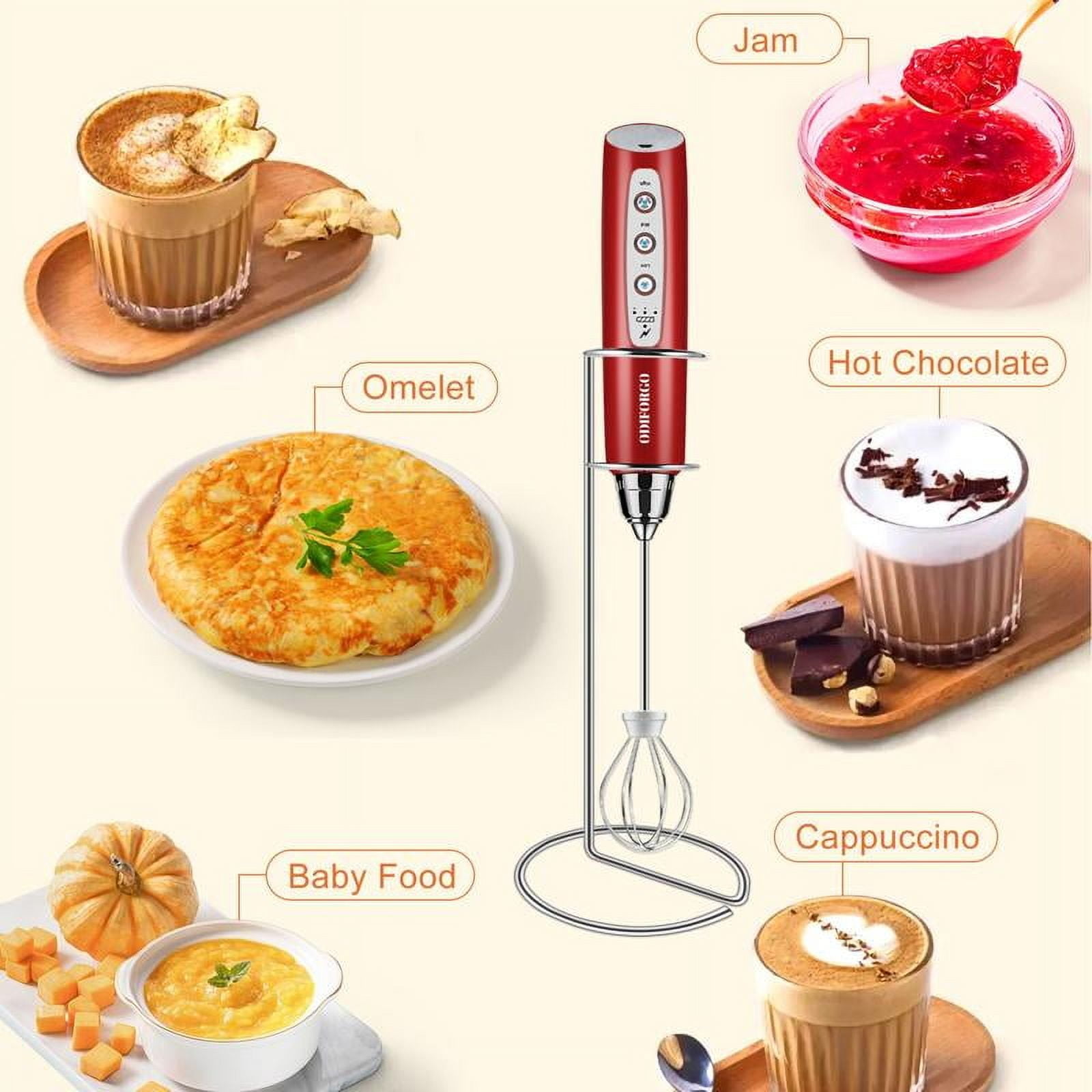Milk Frother Handheld with 3 Heads, mix Fruit juice powder，Prebiotic ...
